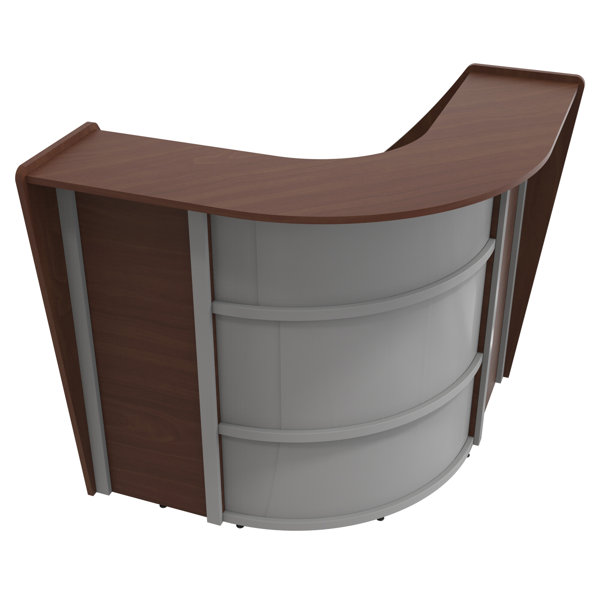 Ebern Designs Curved L-Shaped Corner Office Reception Desk With Counter ...