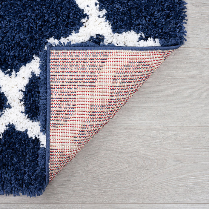 Etta Avenue™ Jasmyn Performance Navy/White Rug & Reviews | Wayfair