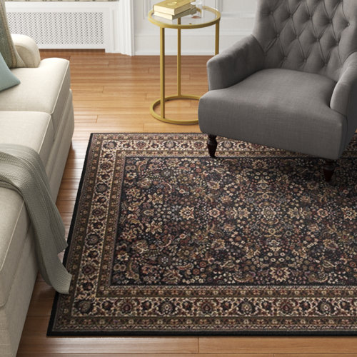 Astoria Grand Shelburne Oriental Black/Ivory Area Rug & Reviews | Wayfair