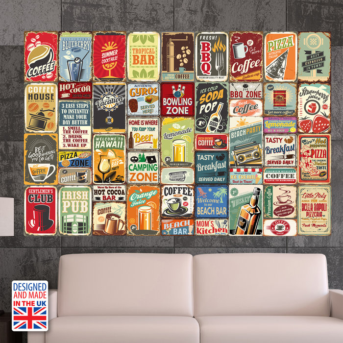 Winston Porter Party Metal Sign Collage Wall Decals & Reviews | Wayfair