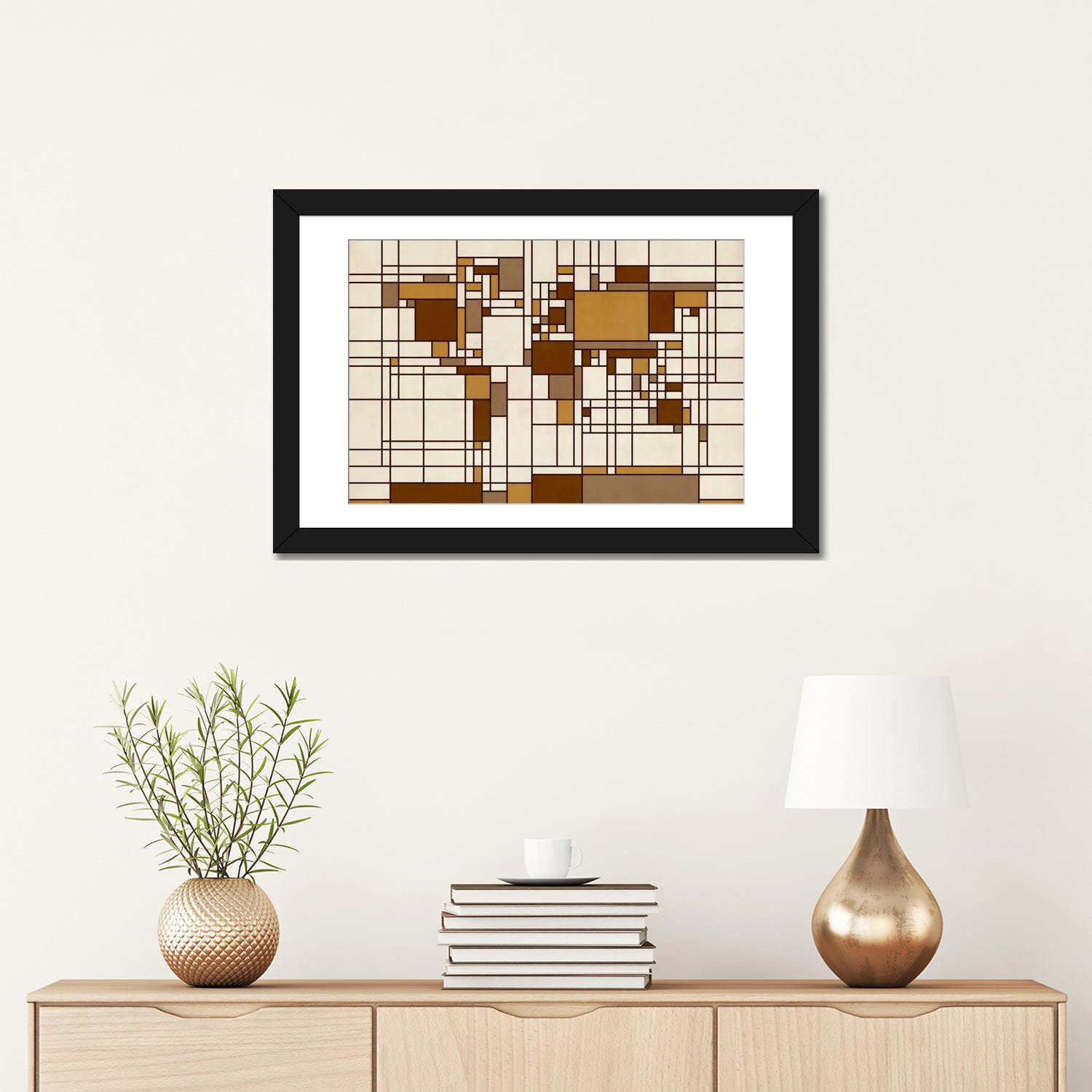 iCanvas World Map Abstract Mondrian Style Graphic Art on Canvas ...