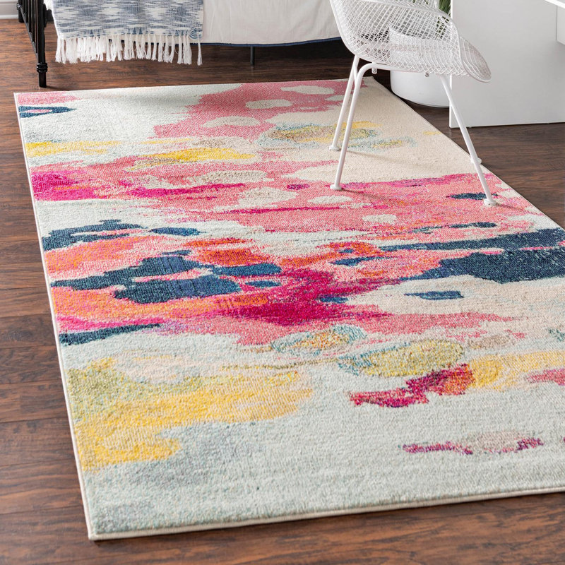 Bungalow Rose Roshan Machine Woven / Power Loomed Performance Pink Rug ...