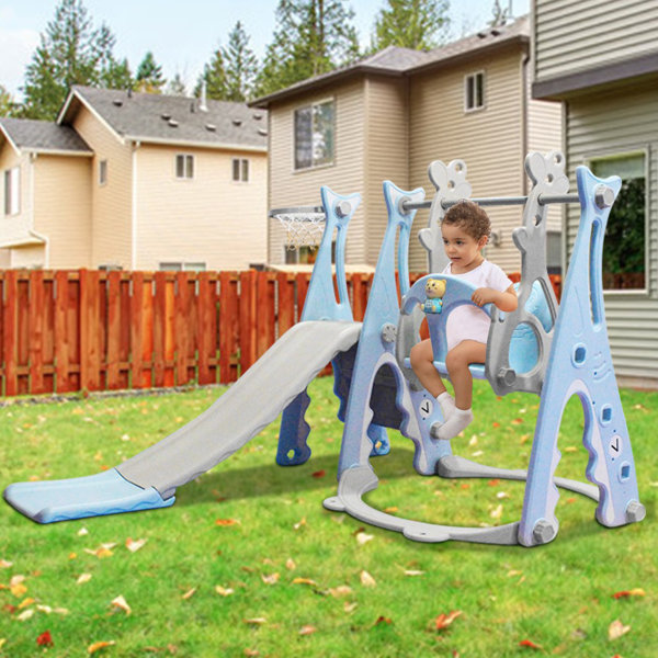 August Grove® Toddler Climber And Swing Set, 3 In 1 Climber Sliding ...
