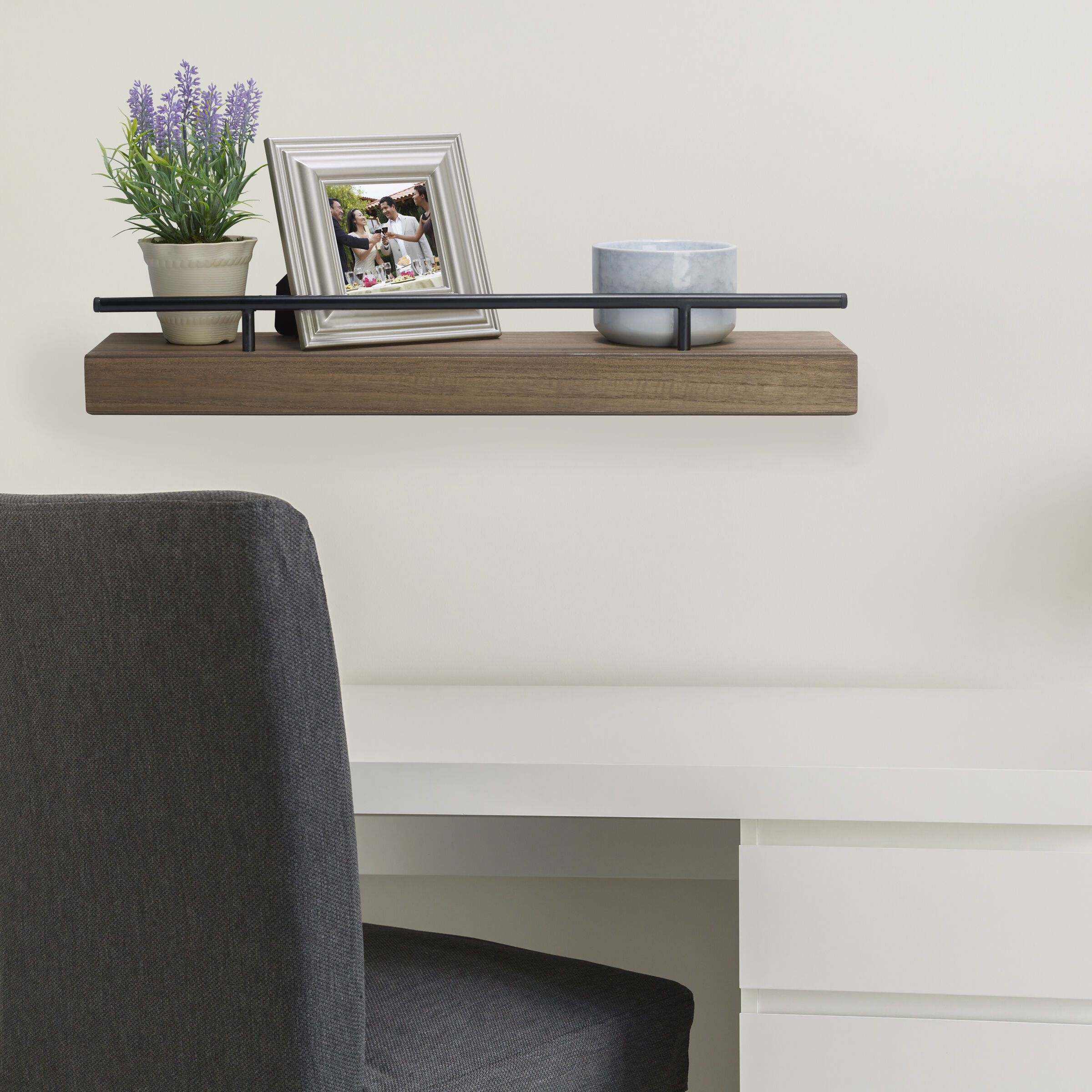 Melannco METAL RAILNG MDF SHELF & Reviews | Wayfair
