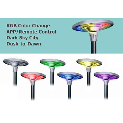 eLEDing Solar Powered Rgb Led Ufo-Round Light App/Remote Control For ...