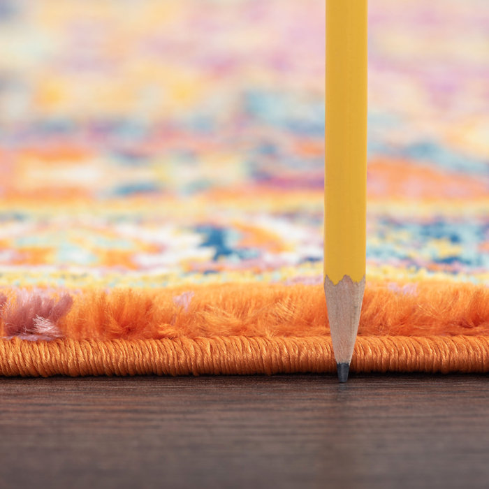 Bungalow Rose Depew Performance Orange/Pink/Blue Rug & Reviews | Wayfair