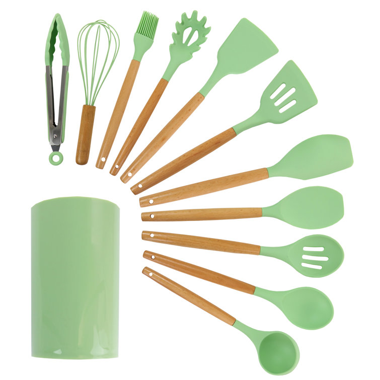 Mega Chef 12-Piece Silicone and Wood Assorted Kitchen Utensil Set ...