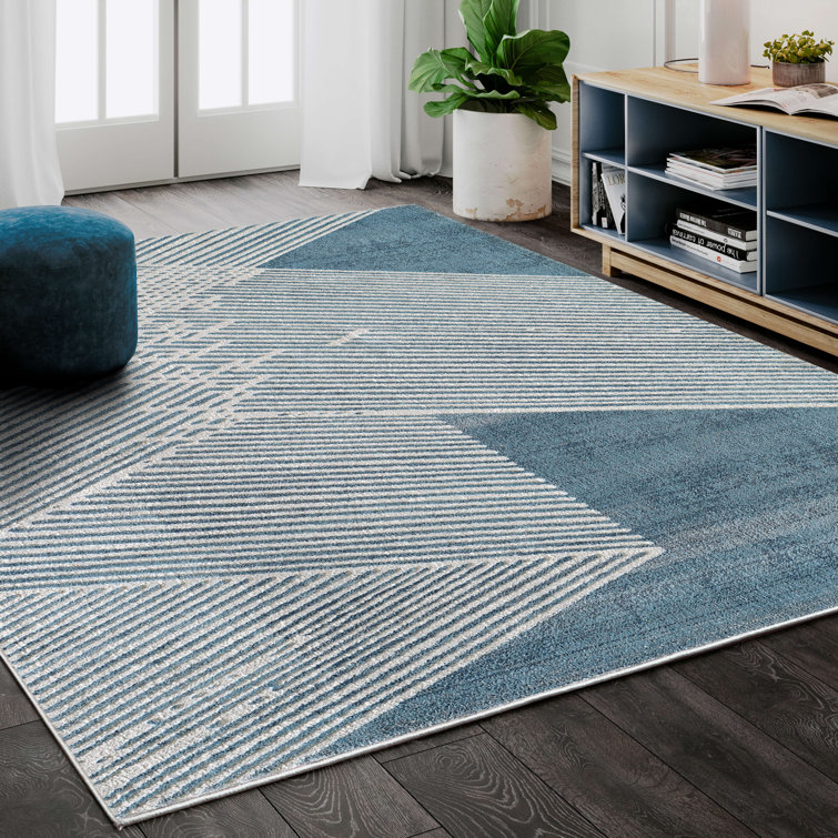 Ebern Designs Soeren Geometric Light Blue Area Rug & Reviews | Wayfair