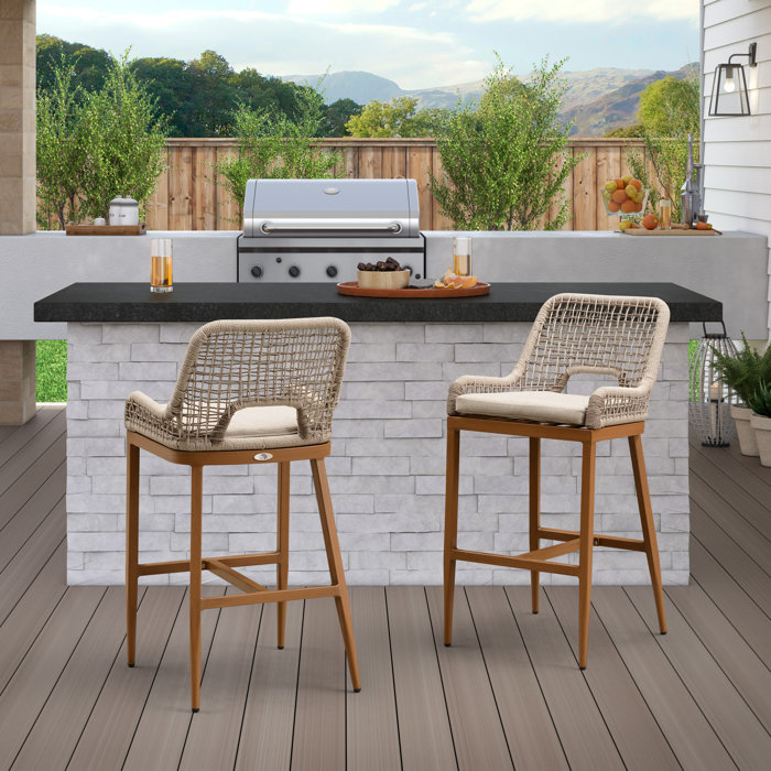 Corrigan Studio® Kiarn Patio Bar Stool with Cushion | Wayfair