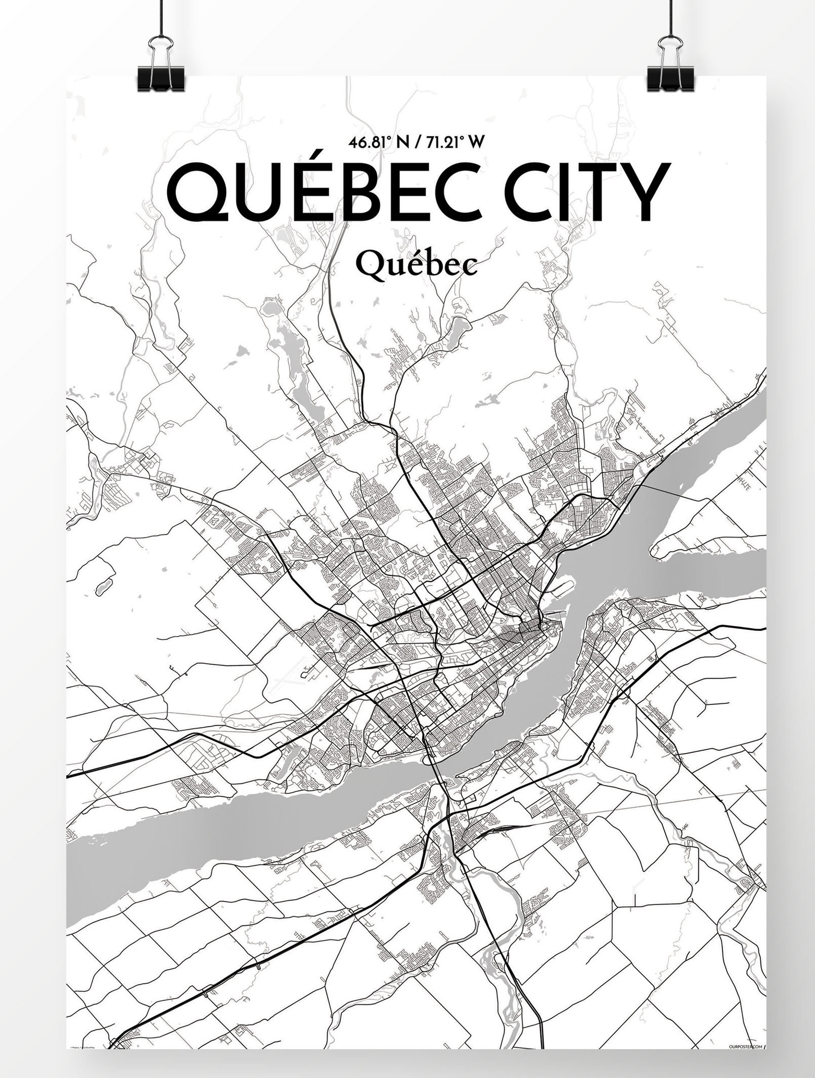 OurPoster.com Quebec City Map - Graphic Art | Wayfair