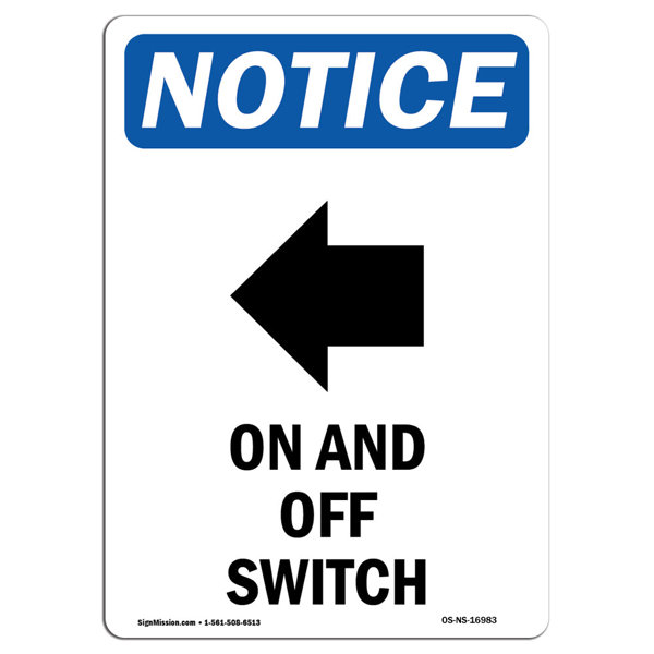 SignMission On and Off Switch Sign with Symbol | Wayfair