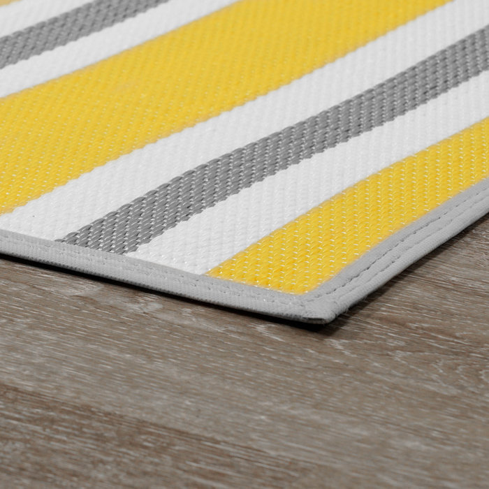 Highland Dunes Performance Yellow/Green Rug | Wayfair