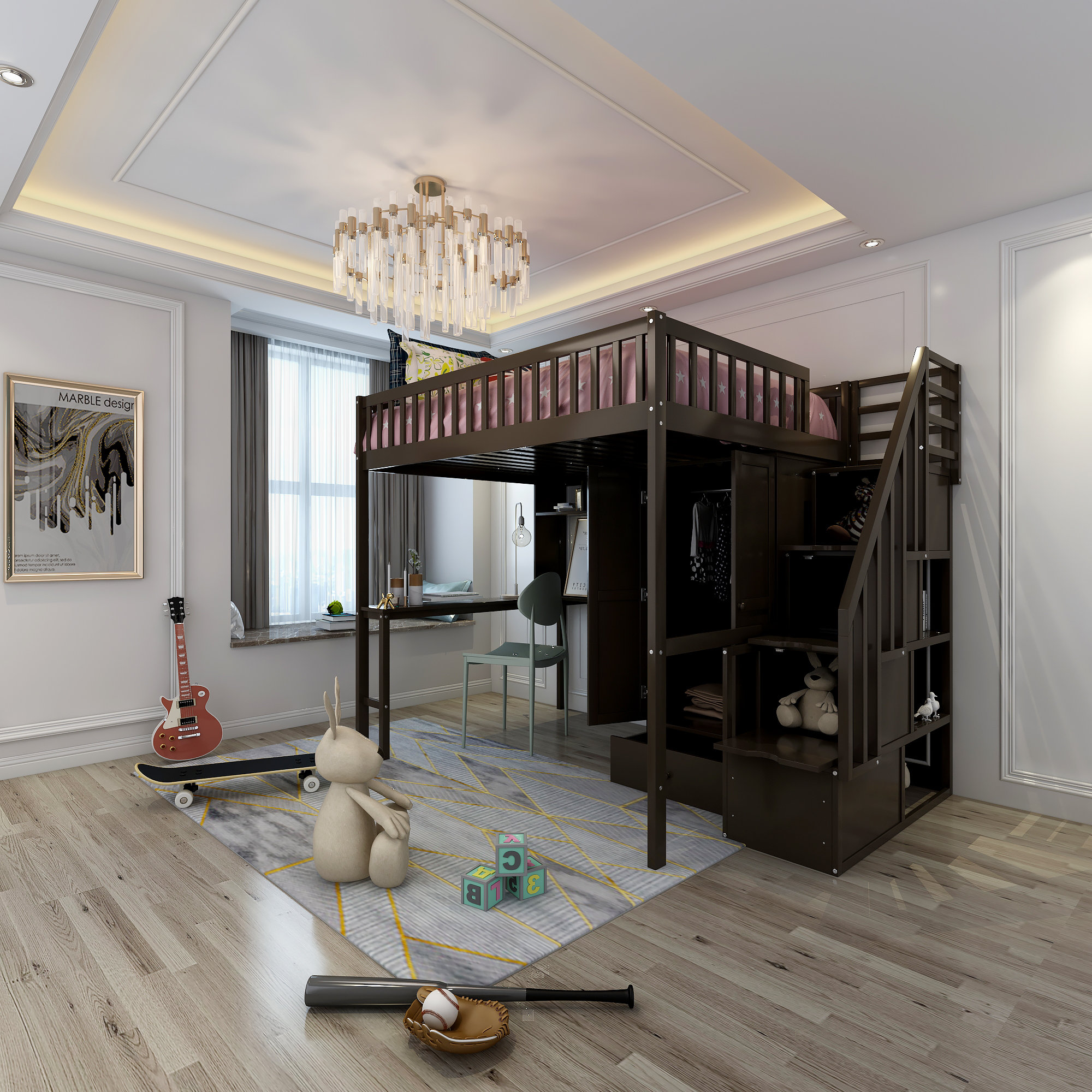 Harriet Bee Giff Kids Twin Loft Bed with Drawers | Wayfair