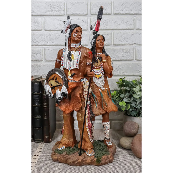 Bungalow Rose Native American Indian Couple Sculpture | Wayfair