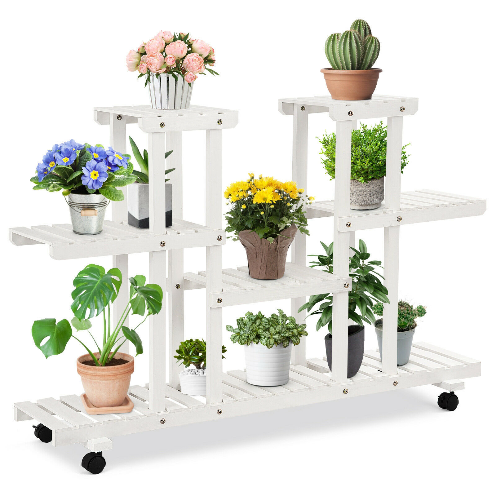 Latitude Run® Rectangular Multi-Tiered Solid Wood Plant Stand | Wayfair