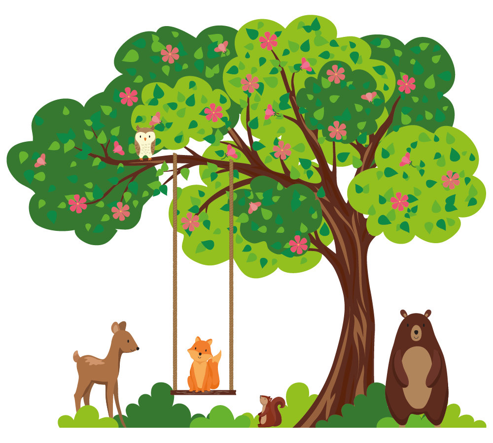 Millwood Pines Tree Swing & Animals Wall Decal | Wayfair