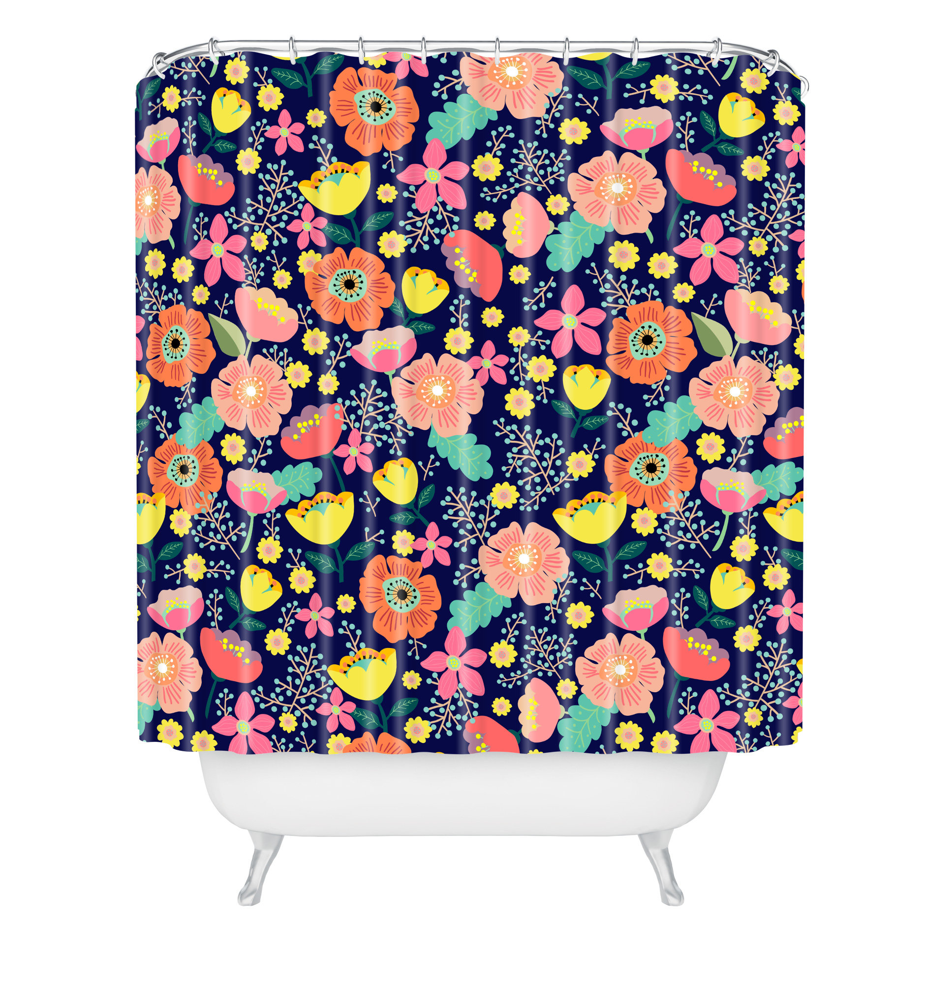 East Urban Home Hello Sayang Night Wild Flowers Single Shower Curtain