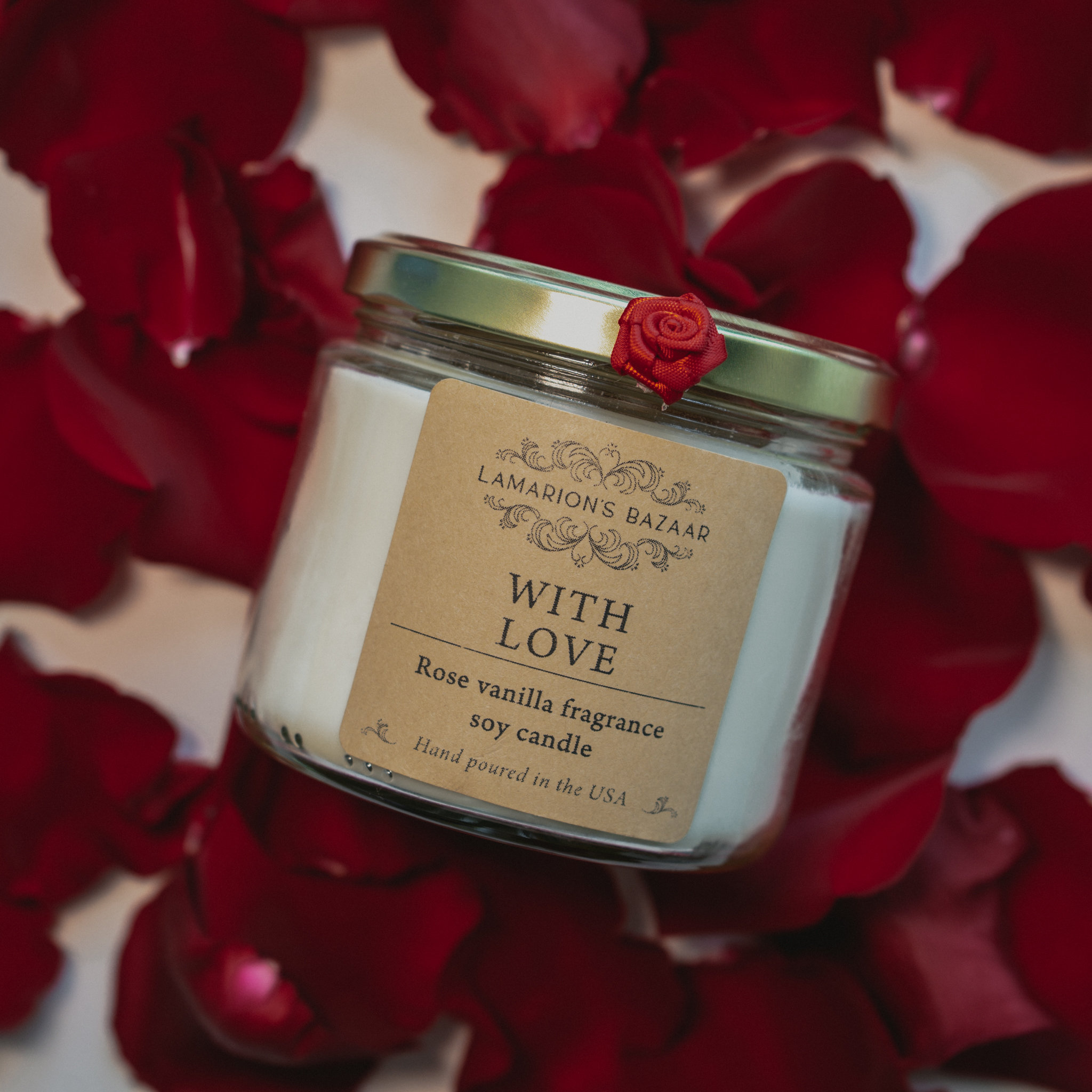 LAMARION'S BAZAAR With Love - Rose Petal & Vanilla Scented Soy Candle ...