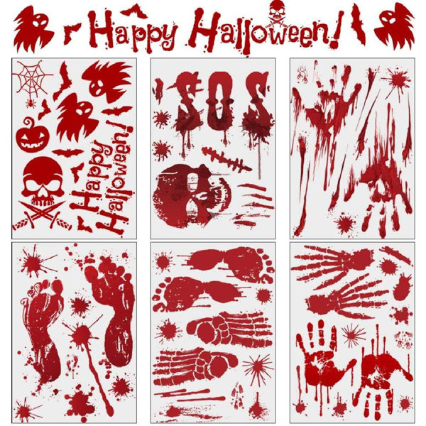 Red Barrel Studio® 128 Piece Clings Bloody Handprint Wall Decal Set ...