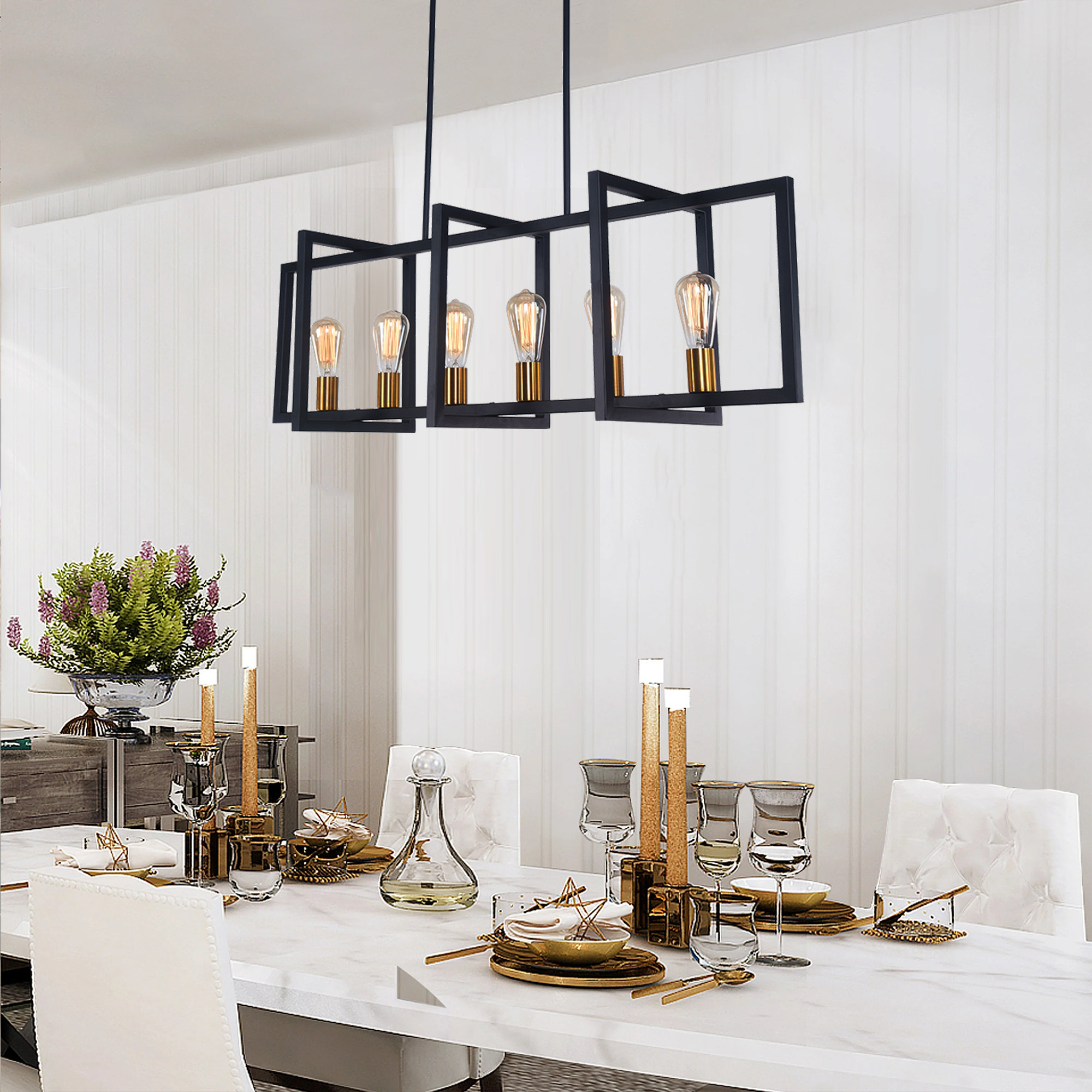 17 Stories Hames 6 - Light Black Kitchen Island Pendant & Reviews | Wayfair