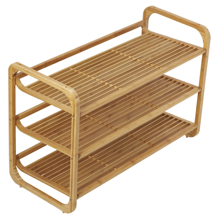 Three Posts™ 12 Pairs Natural Solid Wood Shoe Rack & Reviews | Wayfair