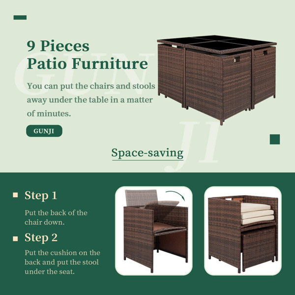 Latitude Run® Jmir Square 8 - Person Outdoor Dining Set & Reviews | Wayfair