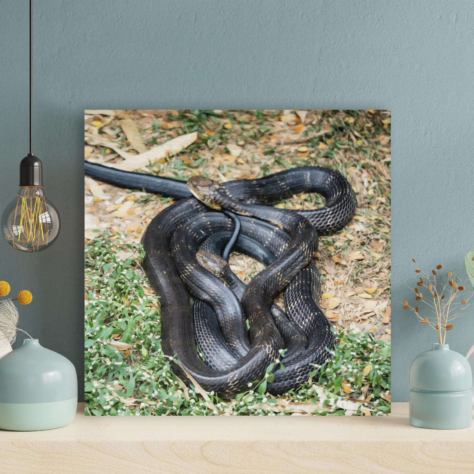 Latitude Run® A Long Black Snake On The Land - Wrapped Canvas Painting ...