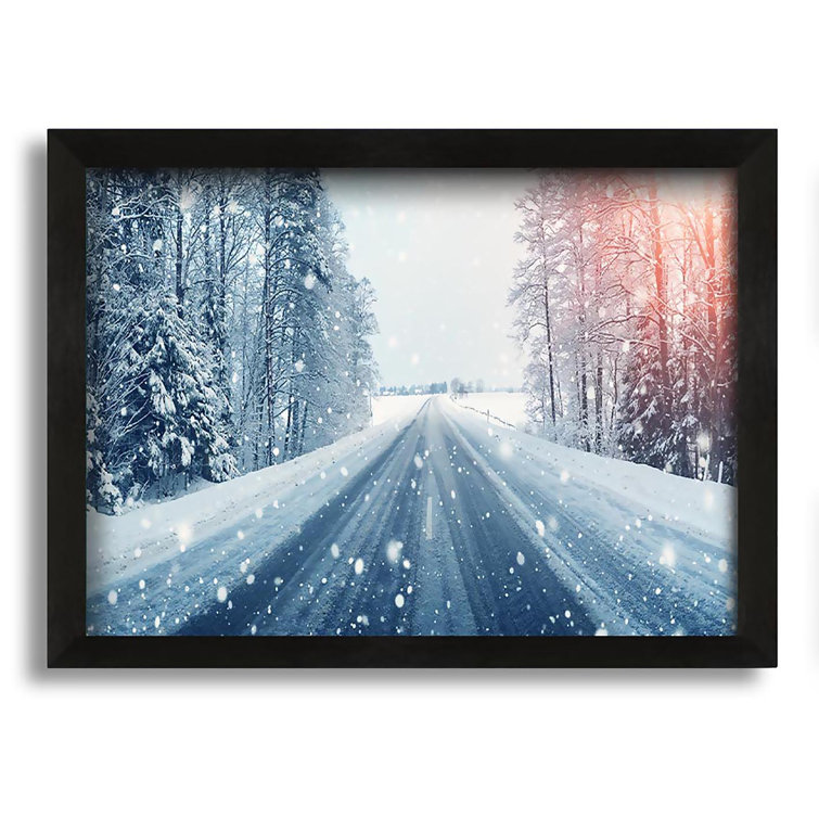 Ebern Designs Icy British Roads - Picture Frame Graphic Art on Canvas ...