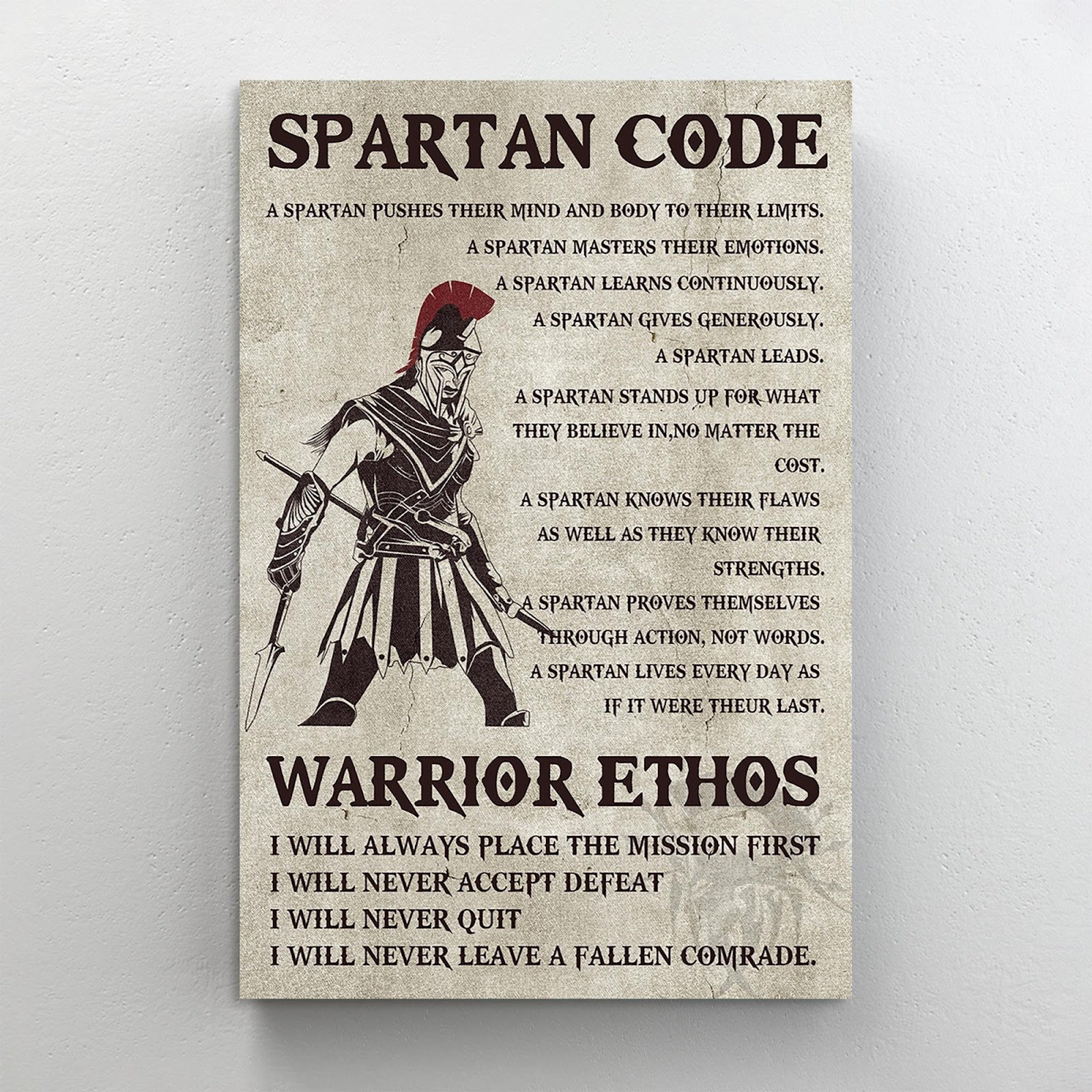 Trinx Spartan Code Warrior Ethos - Wrapped Canvas Graphic Art | Wayfair
