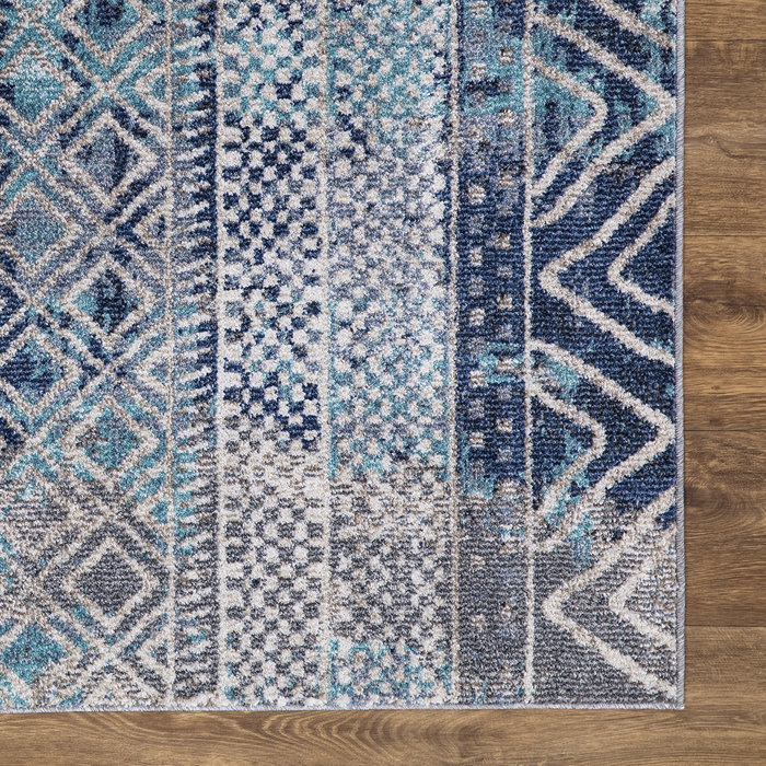 Union Rustic Adri Performance Blue Rug | Wayfair