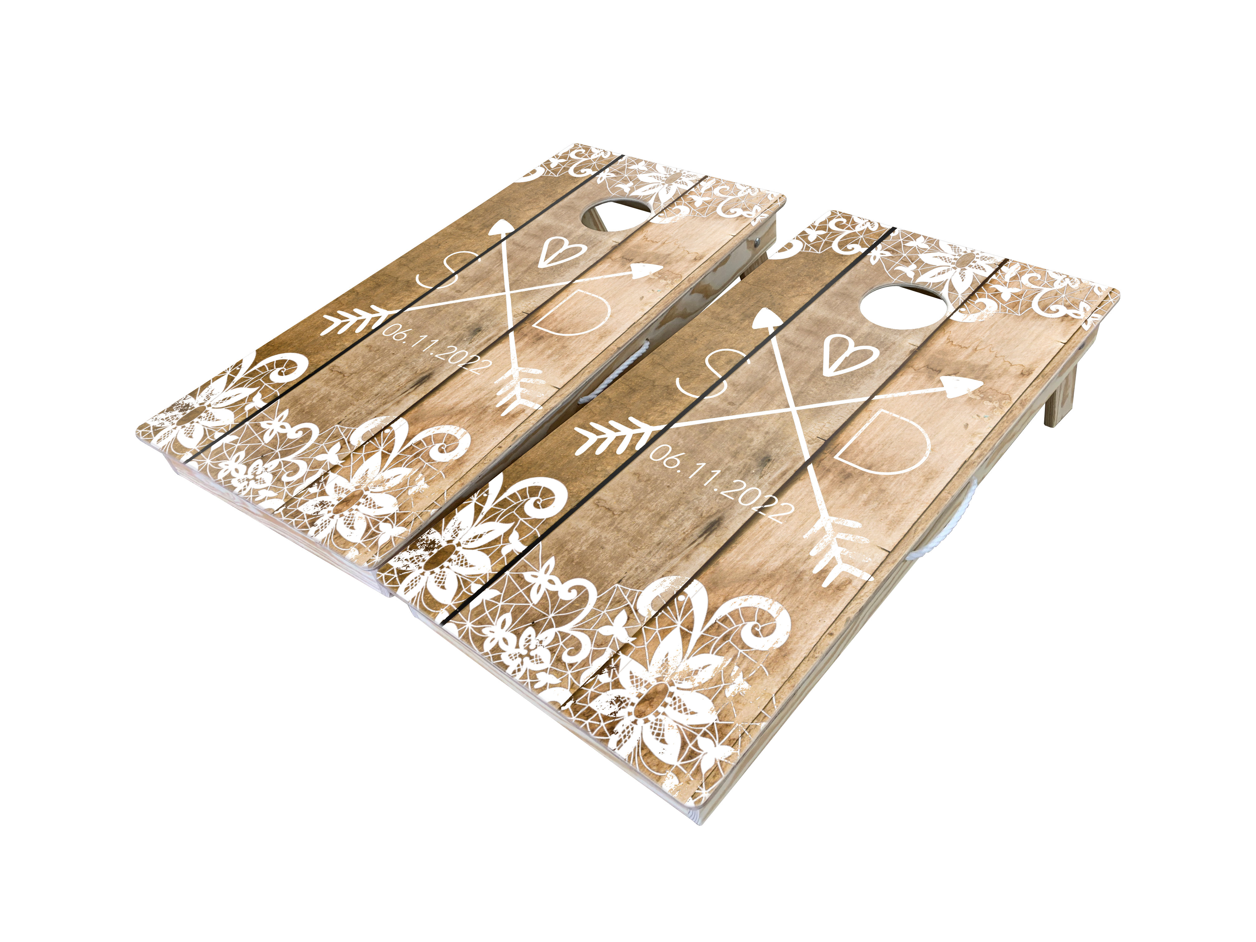 WestGeorgiaCornhole 10 Piece Floral Arrows Rustic Custom Cornhole Board ...