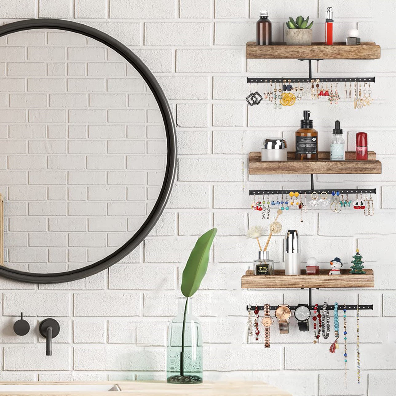 17 Stories Hanging Jewelry Storage Box and Wall Mounted Jewelry Rack ...