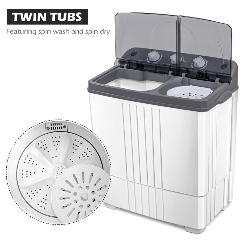 Costway High Efficiency Portable Washer & Dryer Combo in White And Gray ...