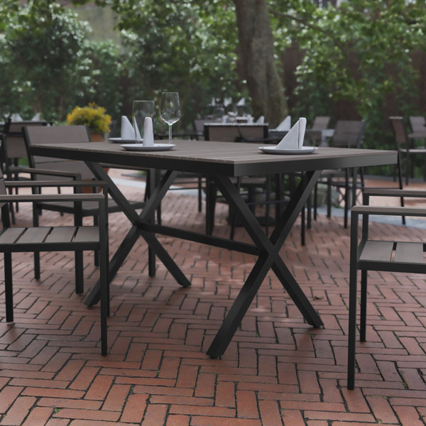 Latitude Run® Commercial Grade X-Frame Outdoor Dining Table with Faux ...