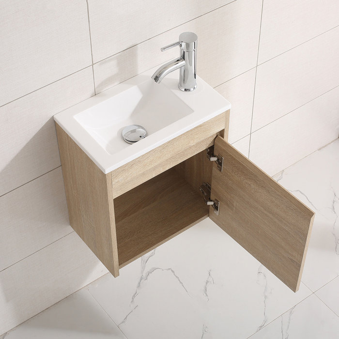 wonline 16.1'' Wall Mounted Single Bathroom Vanity with Resin Vanity ...
