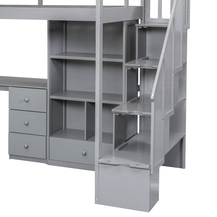 Harriet Bee Gillianne Kids Twin Loft Bed with Drawers | Wayfair