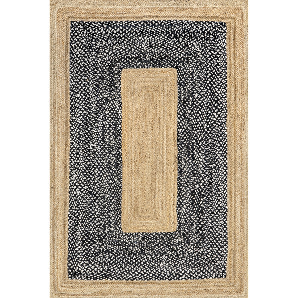Gracie Oaks Risha Power Loom Natural Cotton Black/ Tan Rug & Reviews ...
