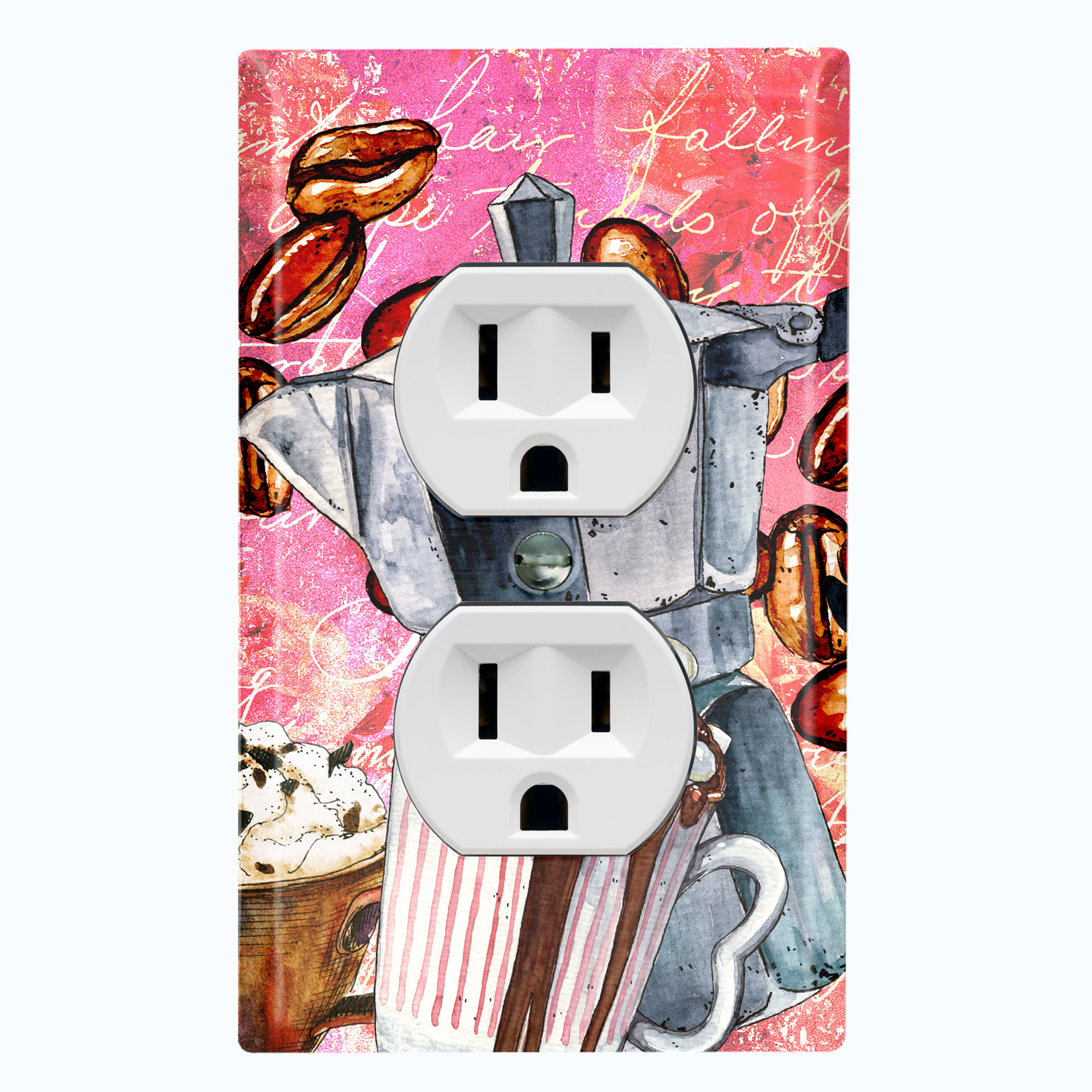 WorldAcc Coffee Beans Mocha Press Maker Pink 1 - Gang Duplex Outlet ...