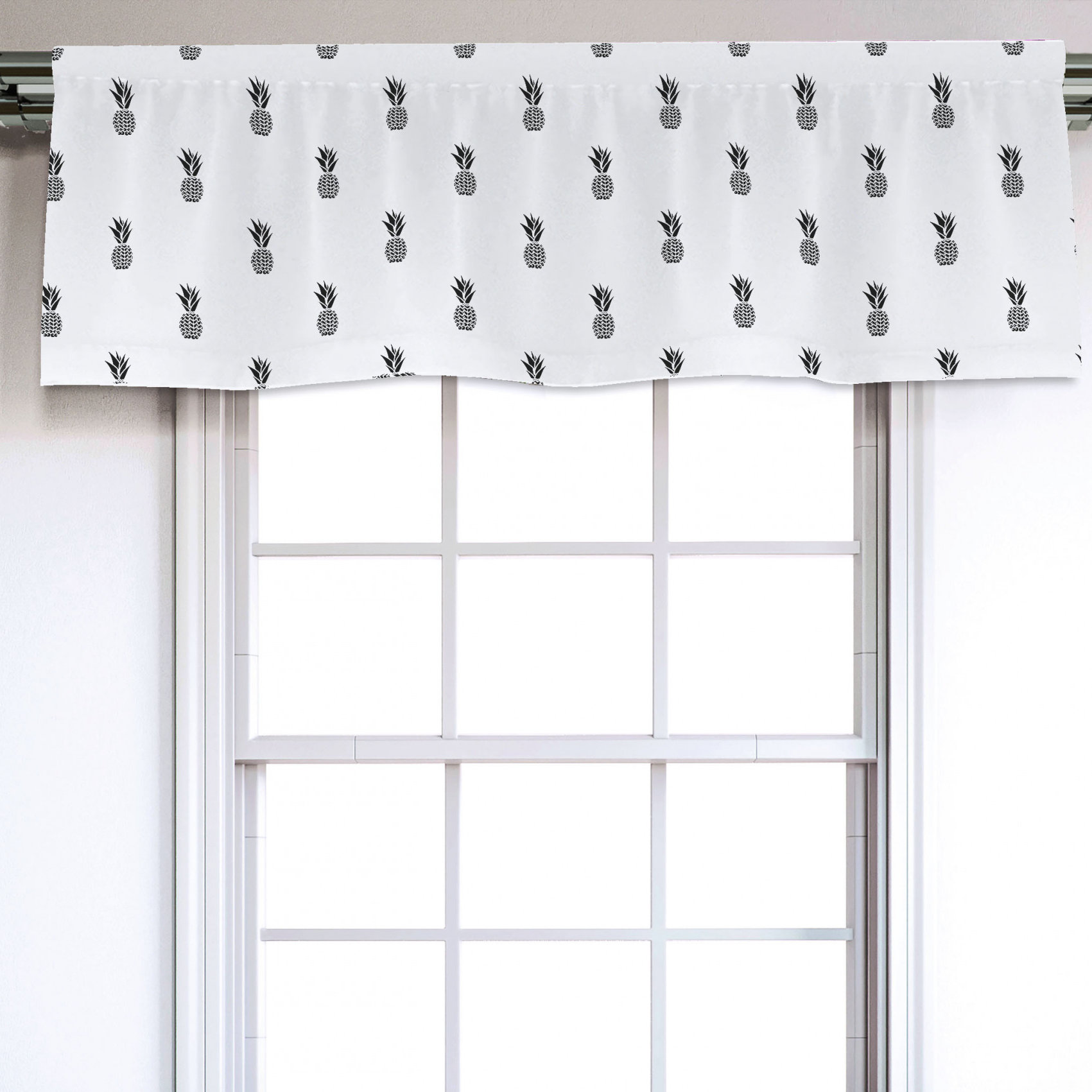 East Urban Home Sateen Ruffled 54'' Window Valance in White | Wayfair