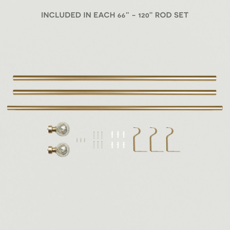 Mercer41 Azilee Exclusive Home Silver Aged Sphere 1" Curtain Rod and ...