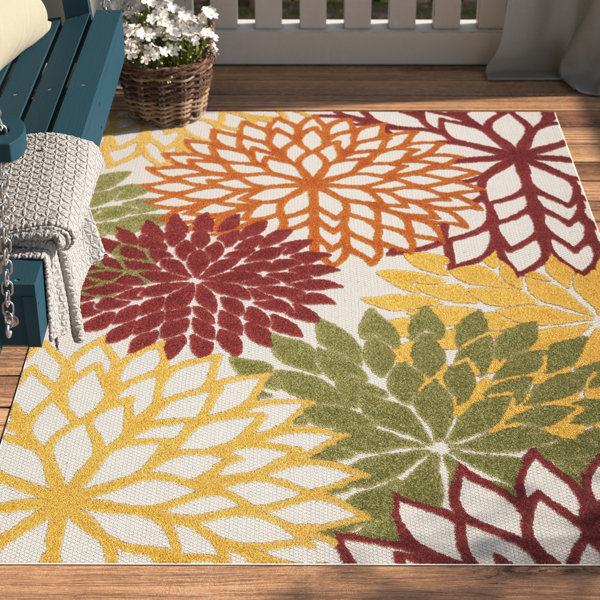 Andover Mills™ Geib Power Loom Yellow/Red/Green Indoor/Outdoor Rug ...