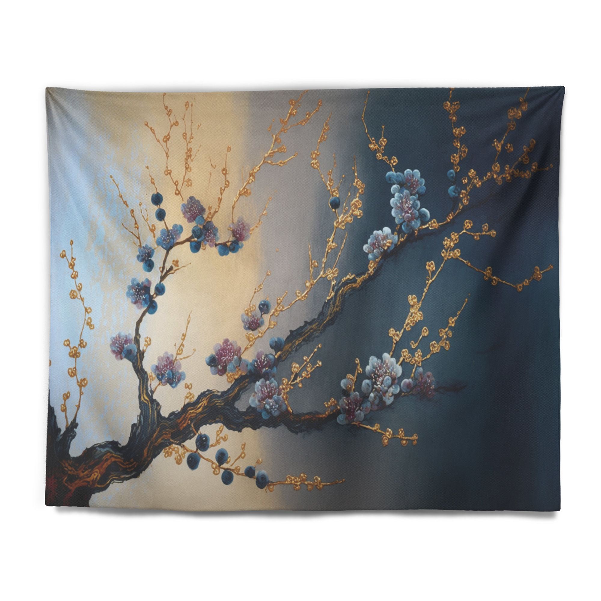 House of Hampton® Polyester Blue Cherry Blossom Branch I Tapestry | Wayfair