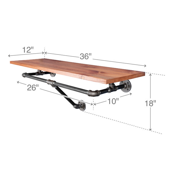 Williston Forge Rustic Pipe Wardrobe Rack Kit with Wood Shelf | Wayfair