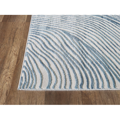 Ebern Designs Dipesh Performance Blue/White Rug & Reviews | Wayfair