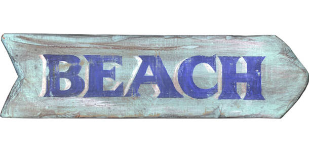 Highland Dunes Ehmann Small BEACH-Recycled Metal Sign Wall Decor ...
