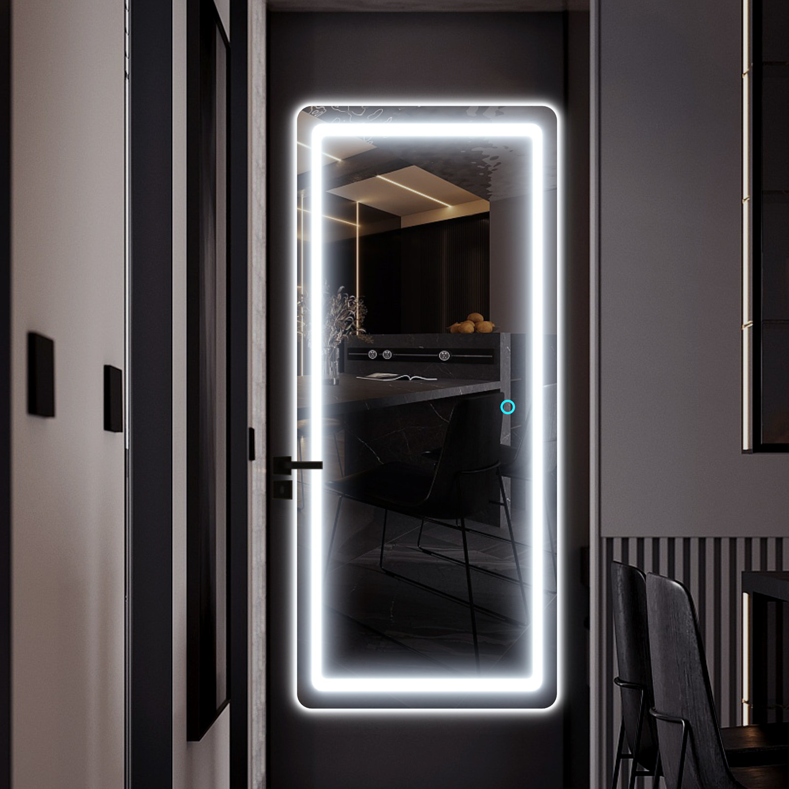 Wrought Studio Daivian Rectangle LED Metal Wall Mirror | Wayfair