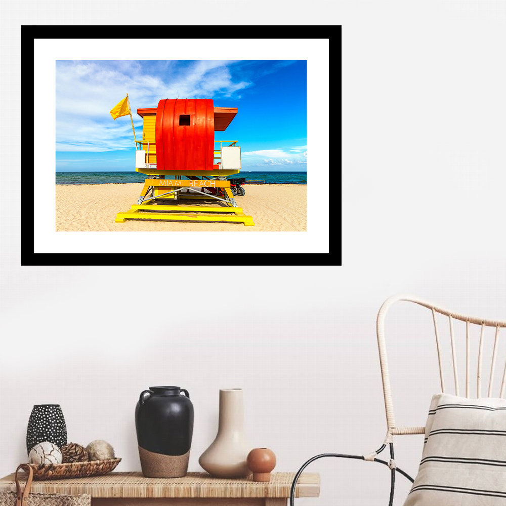 Highland Dunes Red Lifeguard Stand - Single Picture Frame Photograph on ...