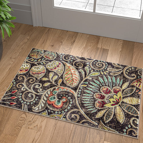 Bungalow Rose Juliet Floral Area Rug in Brown & Reviews | Wayfair