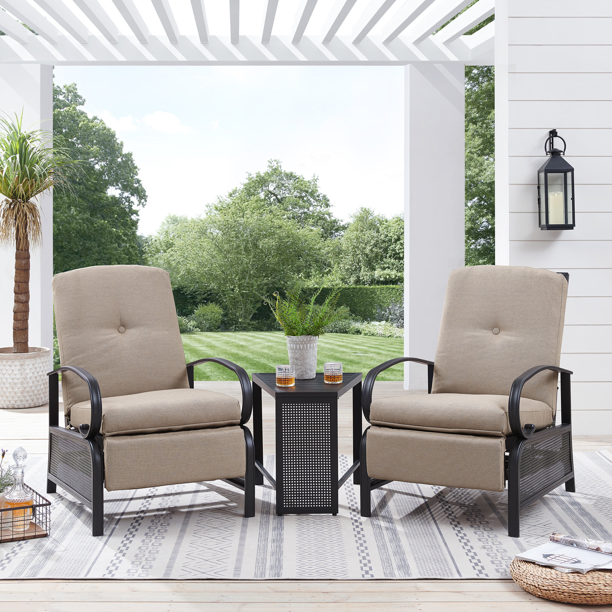 Peak Home Furnishings 2 - Person Outdoor Seating Group with Cushions ...