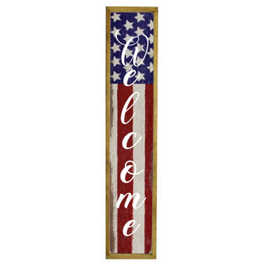 Winston Porter Apollinaris Porch Leaner American Flag Welcome | Wayfair